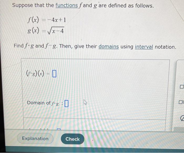 Solved Suppose that the functions f and g are defined as | Chegg.com