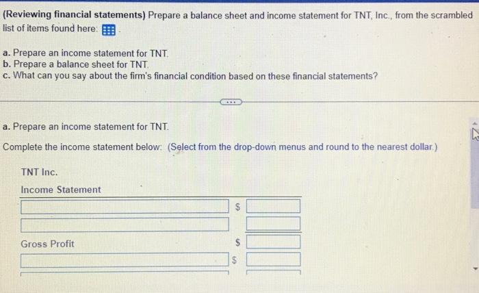 Solved (Reviewing financial statements) Prepare a balance | Chegg.com
