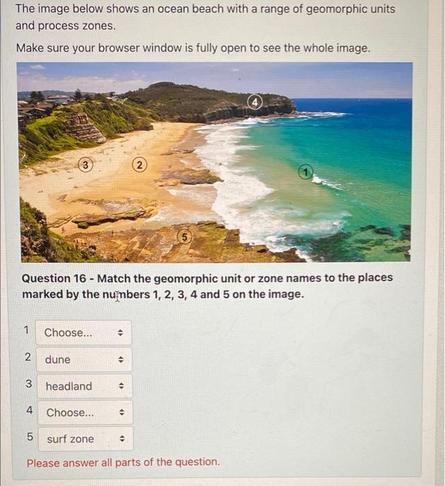 Solved The image below shows an ocean beach with a range of | Chegg.com