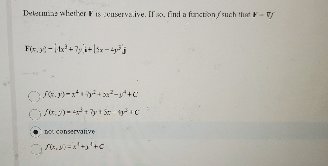 Solved Determine whether F ﻿is conservative. If so, ﻿find a | Chegg.com