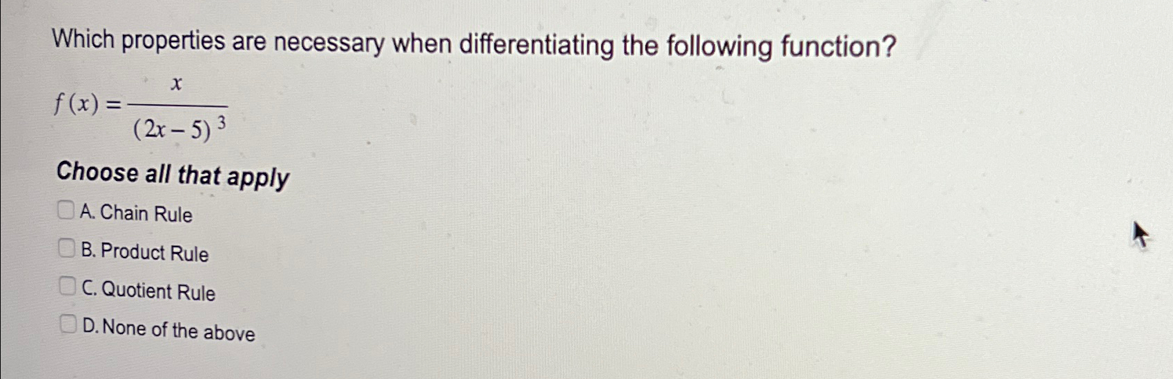 Solved Which properties are necessary when differentiating | Chegg.com