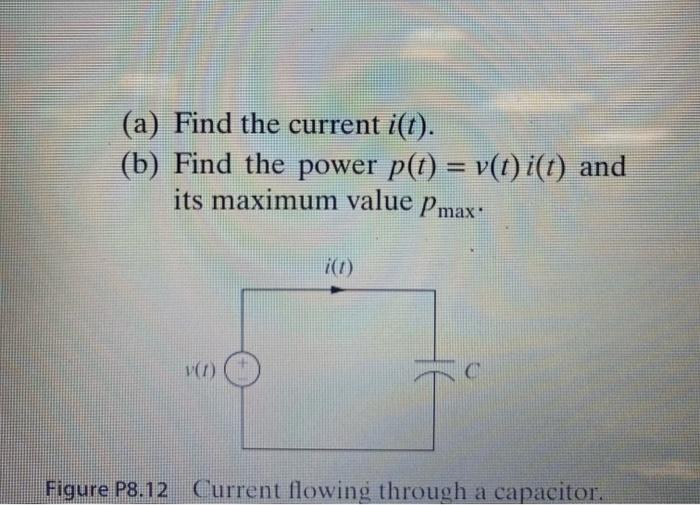 Solved 8-12. The current flowing through a capacitor shown | Chegg.com