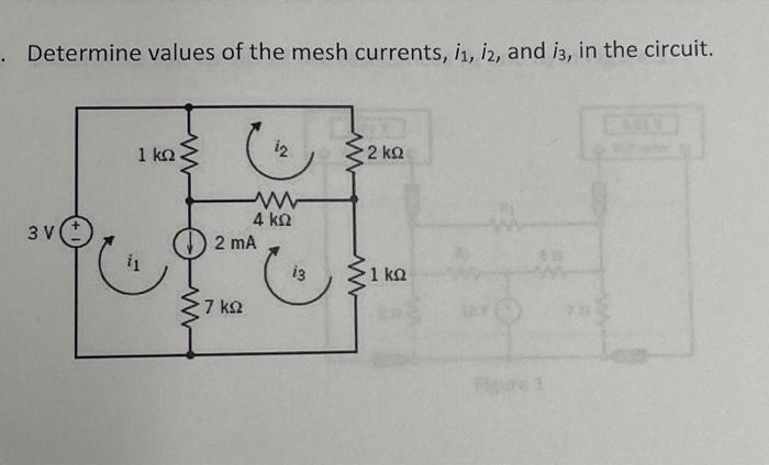 Solved Determine values of the mesh currents, i1,i2, and i3, | Chegg.com