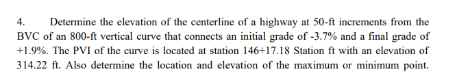 Solved Determine the elevation of the centerline of a | Chegg.com