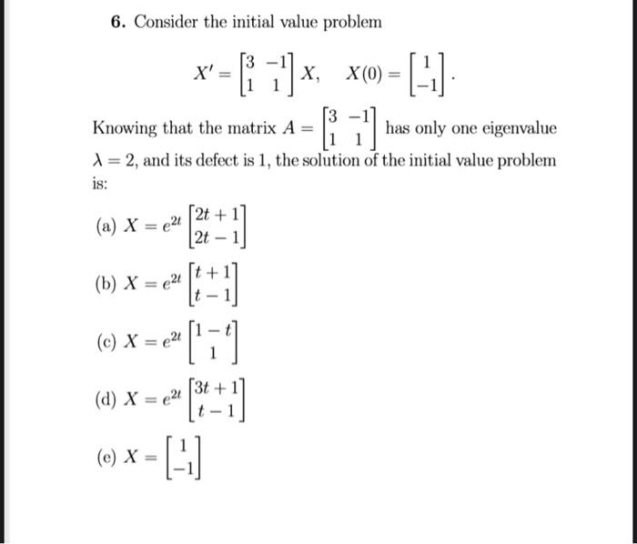 Solved 6. Consider the initial value problem | Chegg.com