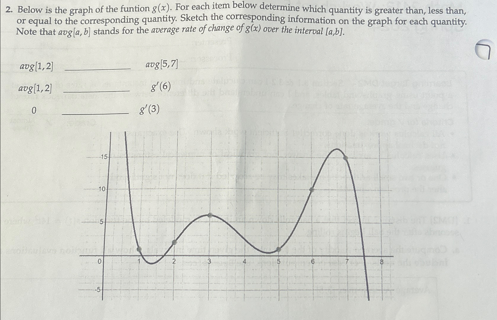 Solved Below is the graph of the funtion g(x). ﻿For each | Chegg.com