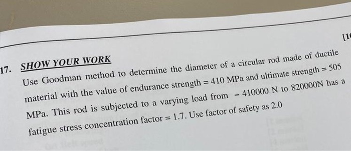 Solved 17. SHOW YOUR WORK Use Goodman method to determine | Chegg.com