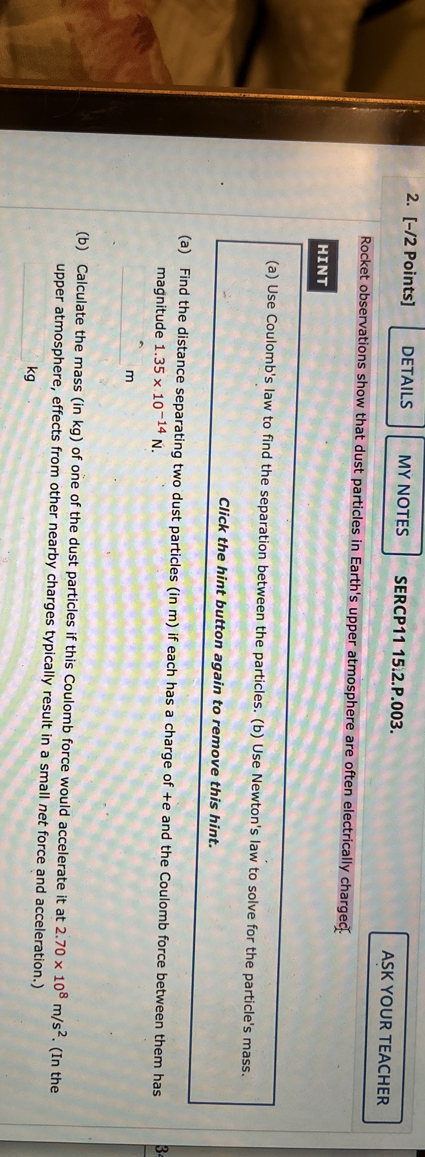 Solved [-/2 ﻿Points]SERCP11 15.2.P.003.Rocket observations | Chegg.com