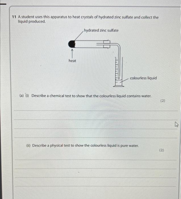 Solved 11 A student uses this apparatus to heat crystals of | Chegg.com