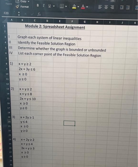 Solved Module 2: Spreadsheet Assignment I Graph each system | Chegg.com