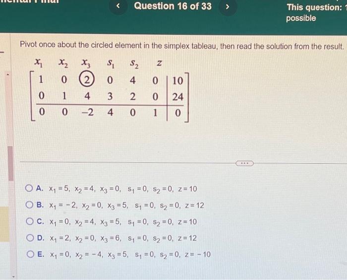 Solved Pivot once about the circled element in the simplex | Chegg.com