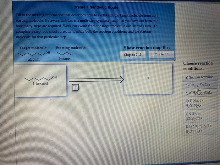 Solved Create a synthetic Route Fill in the missing | Chegg.com