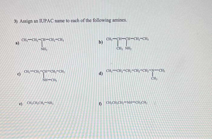 Solved 3) Assign an IUPAC name to each of the following | Chegg.com