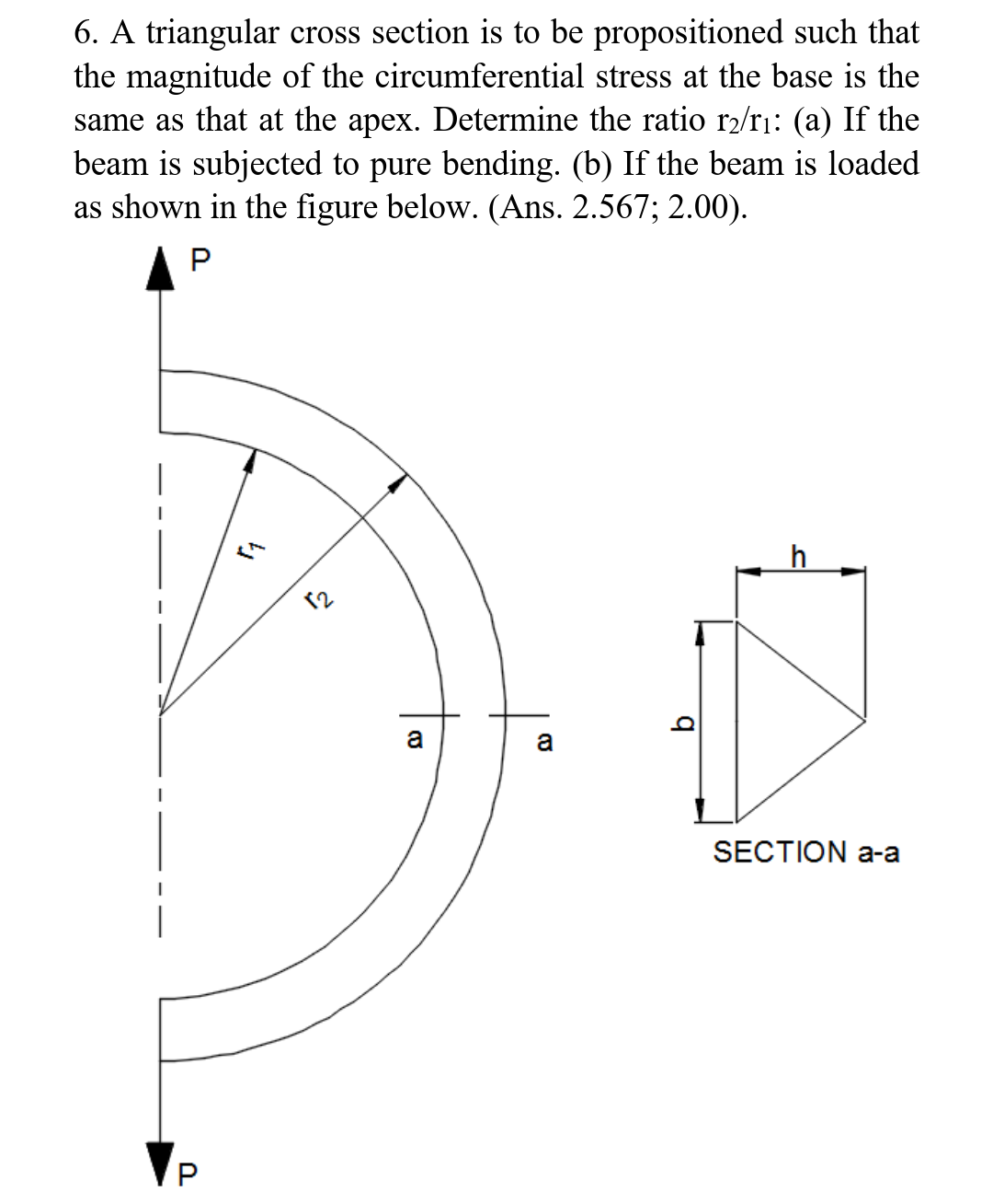 Solved 6. A triangular cross section is to be propositioned | Chegg.com