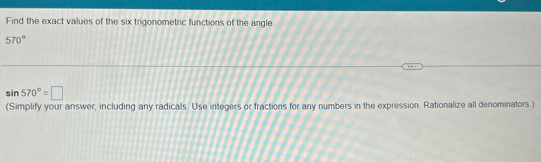 Solved Find the exact values of the six trigonometric | Chegg.com
