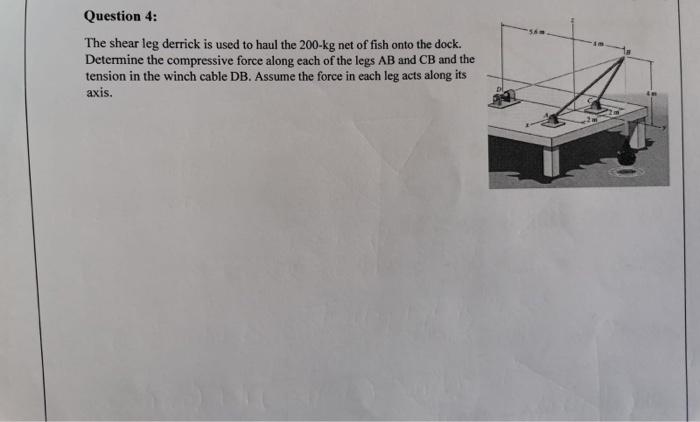 Solved Question 4: The shear leg derrick is used to haul the | Chegg.com