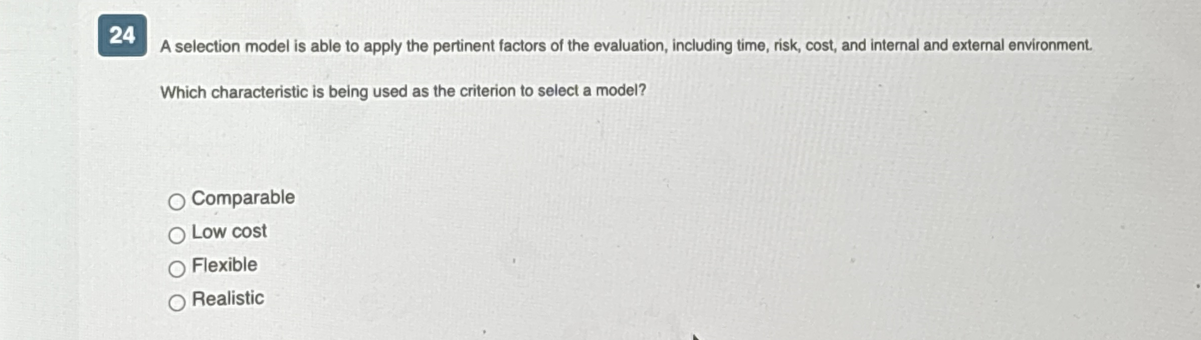 Solved A selection model is able to apply the pertinent | Chegg.com