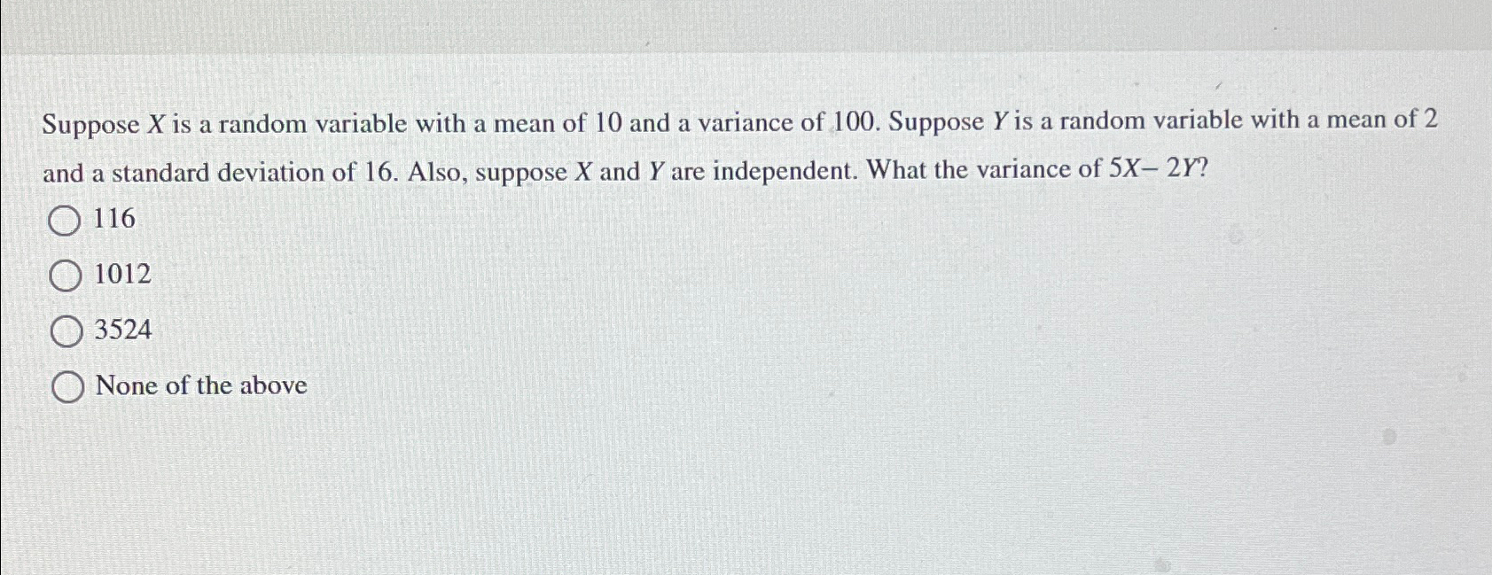 Solved Suppose x ﻿is a random variable with a mean of 10 | Chegg.com