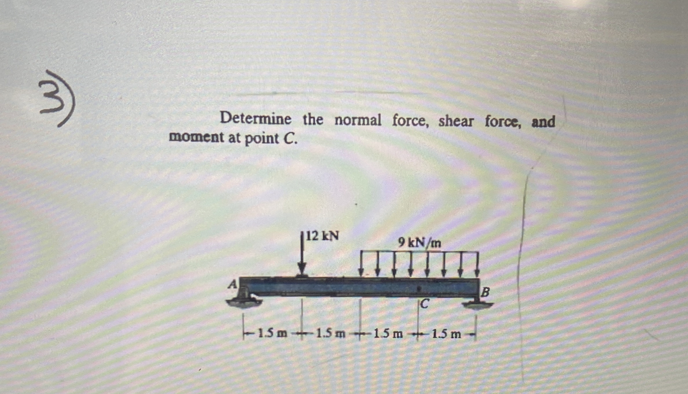 Determine the normal force, shear force, and moment | Chegg.com