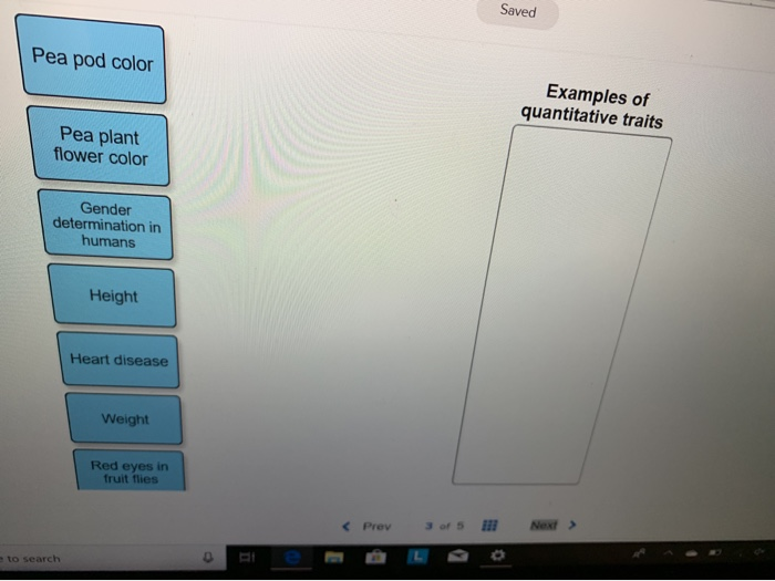 Solved Saved Pea pod color Examples of quantitative traits | Chegg.com