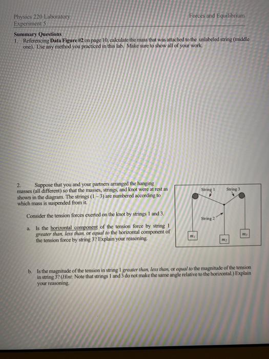 Solved Physics 220 Laboratory Forces and Equilibrium | Chegg.com