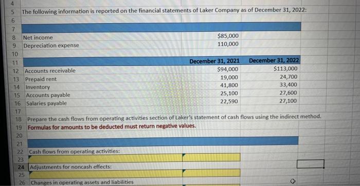The excel formula to get the net cash inflows from | Chegg.com