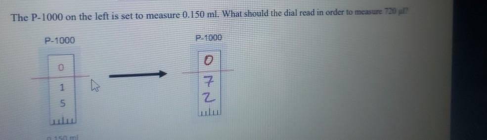 Solved The P-1000 on the left is set to measure 0.150 ml. | Chegg.com
