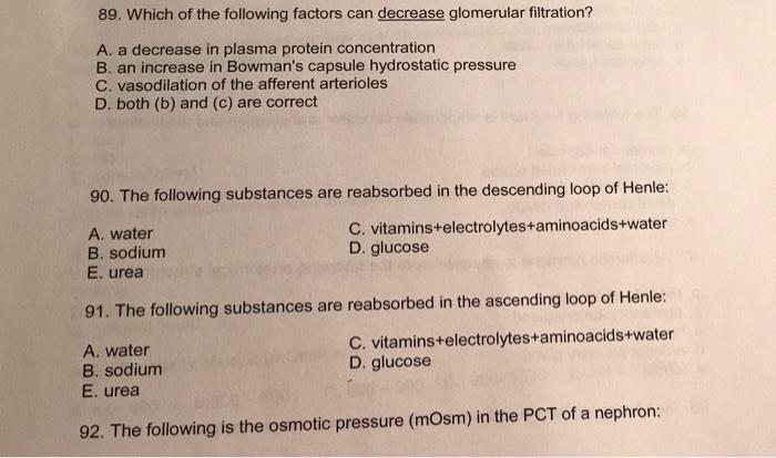 Solved 89. Which of the following factors can decrease | Chegg.com