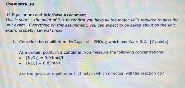 Solved 14 Equilibrium and Acid/Base Assignment This is short | Chegg.com