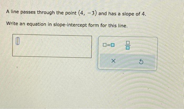 Solved A line passes through the point (4,−3) and has a | Chegg.com