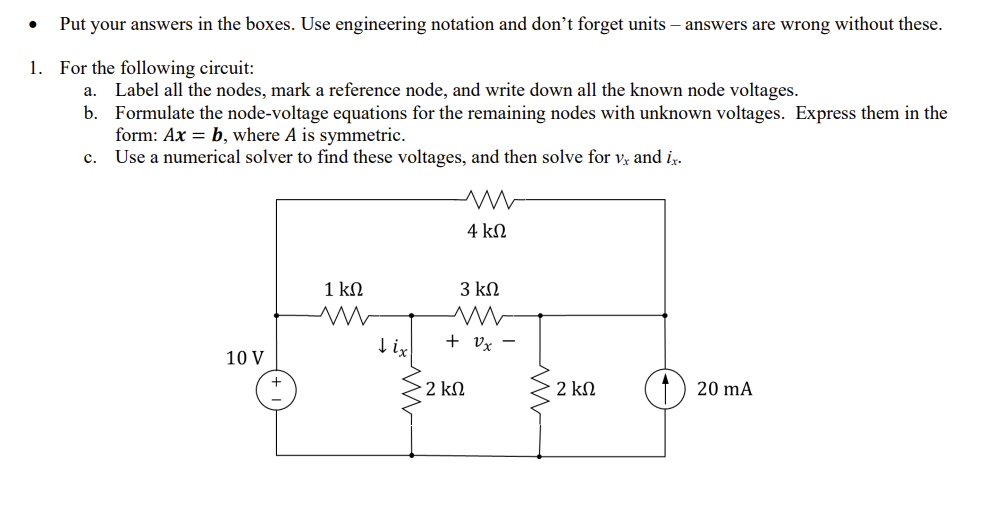 Solved It ﻿wants me to ﻿use node voltage analysis to ﻿make | Chegg.com