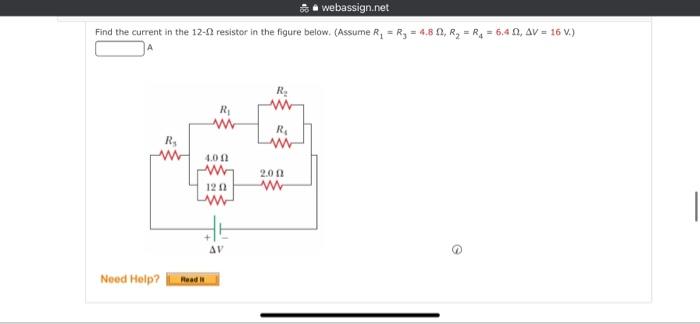 Solved webassign.net Find the current in the 12-A resistor | Chegg.com