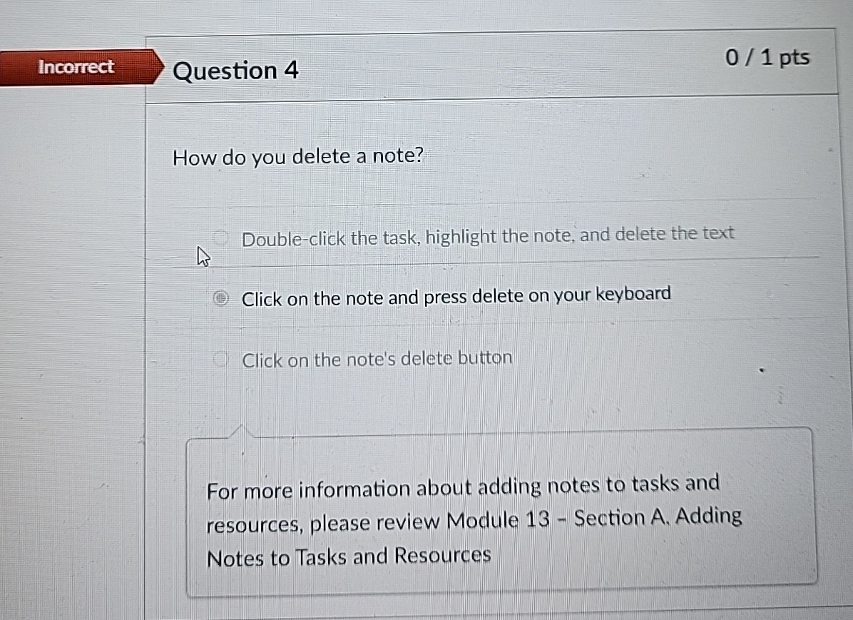 Solved IncorrectQuestion 401 ﻿ptsHow do you delete a | Chegg.com
