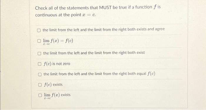 Solved Check all of the statements that MUST be true if a | Chegg.com