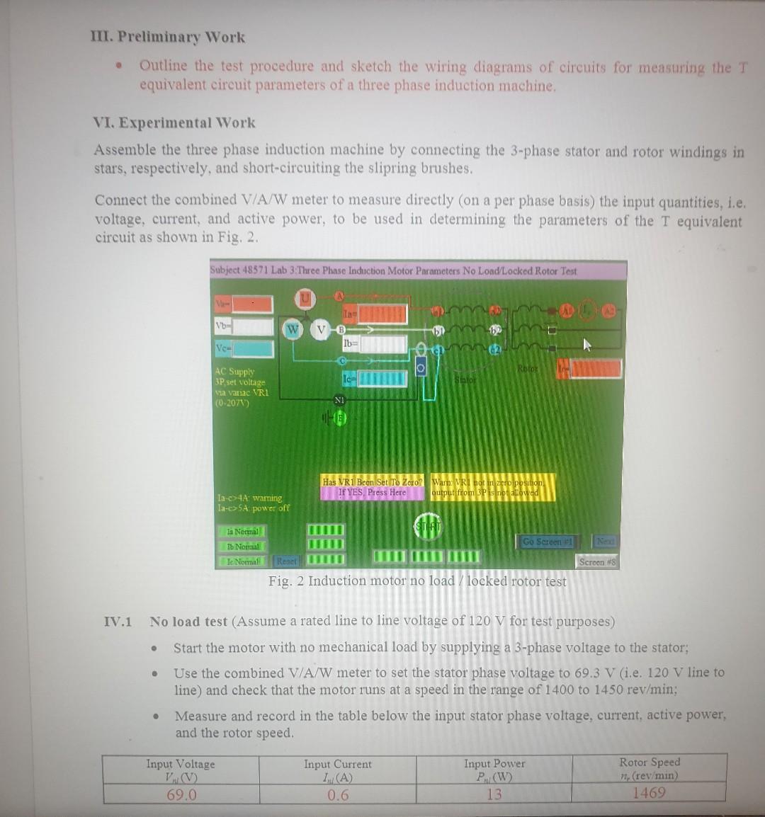 Solved LAB 3 - THREE PHASE INDUCTION MACHINE PARAMETERS 1. | Chegg.com