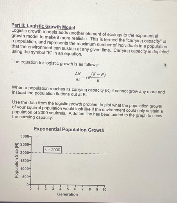 Solved Part II: Logistic Growth Model Logistic growth models | Chegg.com