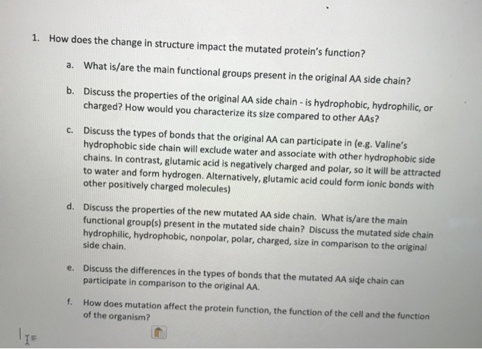 1. How does the change in structure impact the | Chegg.com