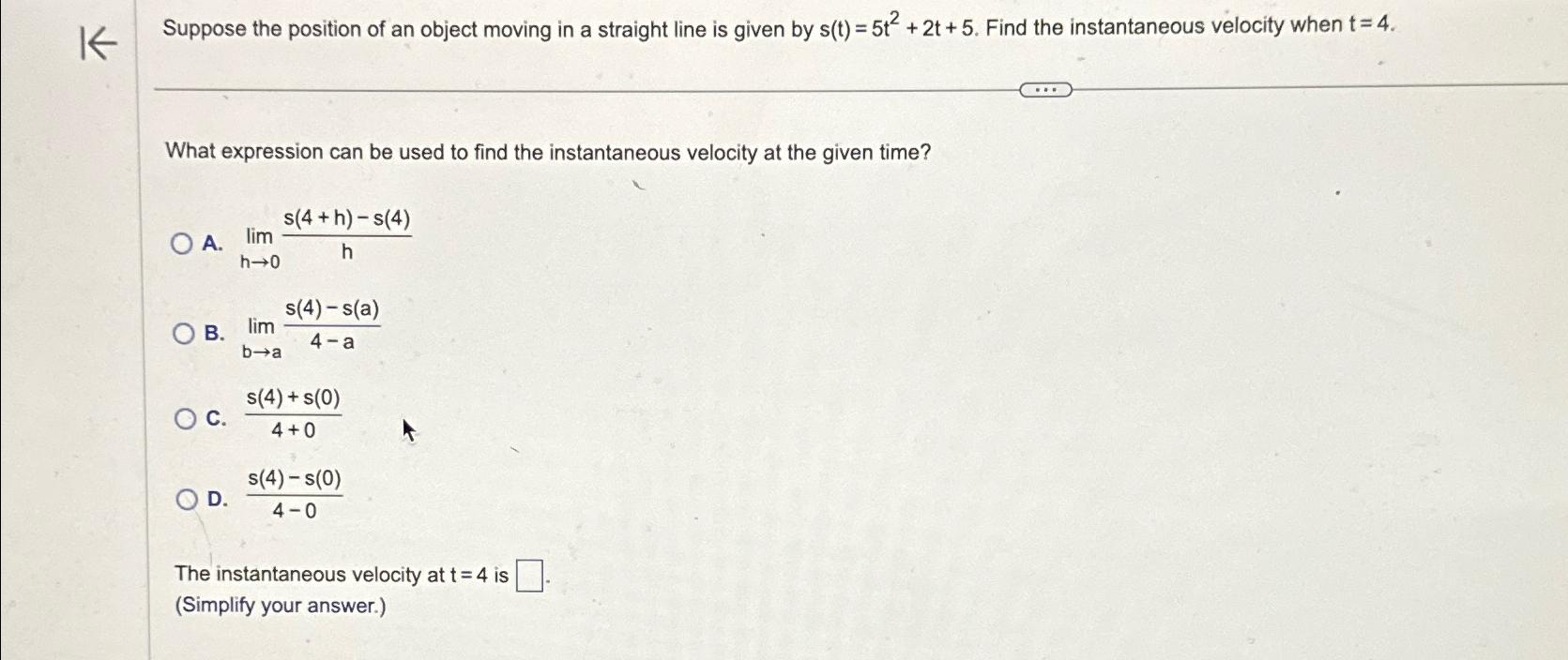Solved Suppose the position of an object moving in a | Chegg.com
