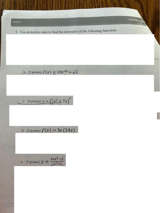 Solved 5. Use derivative rules to find the derivative of the | Chegg.com