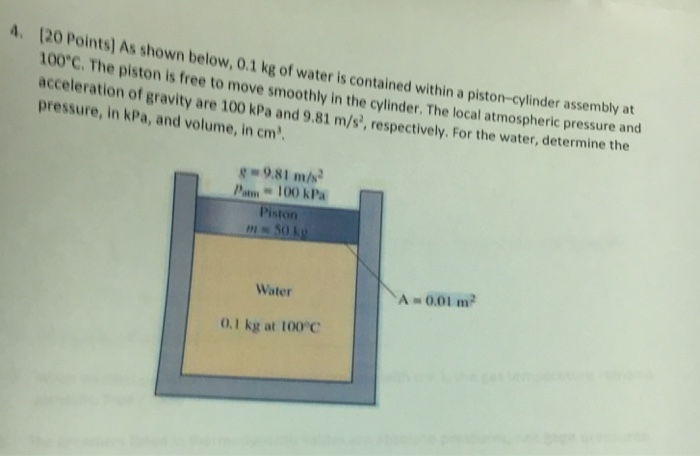 Solved 4. (20 Points] As shown below, 0.1 kg of water is | Chegg.com