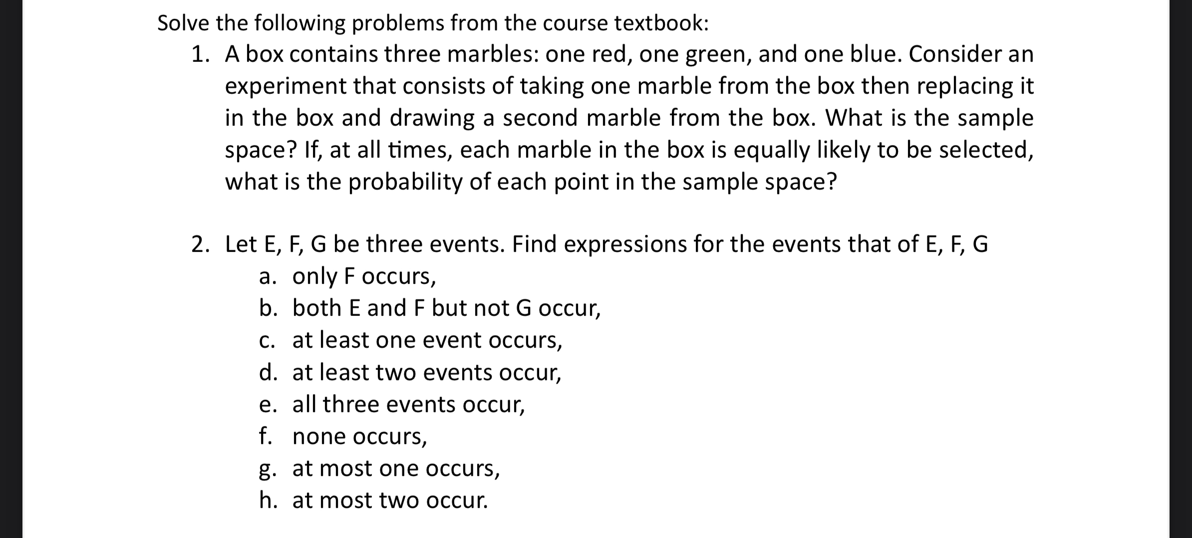 Solved Solve the following problems from the course | Chegg.com