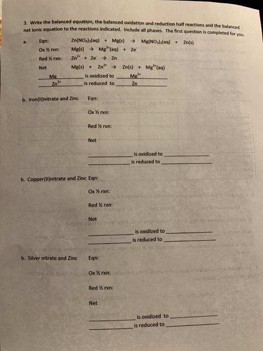 Solved Single Replacement Reactions and Activity Series | Chegg.com