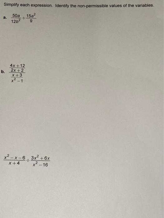 Solved Simplify each expression. Identify the | Chegg.com