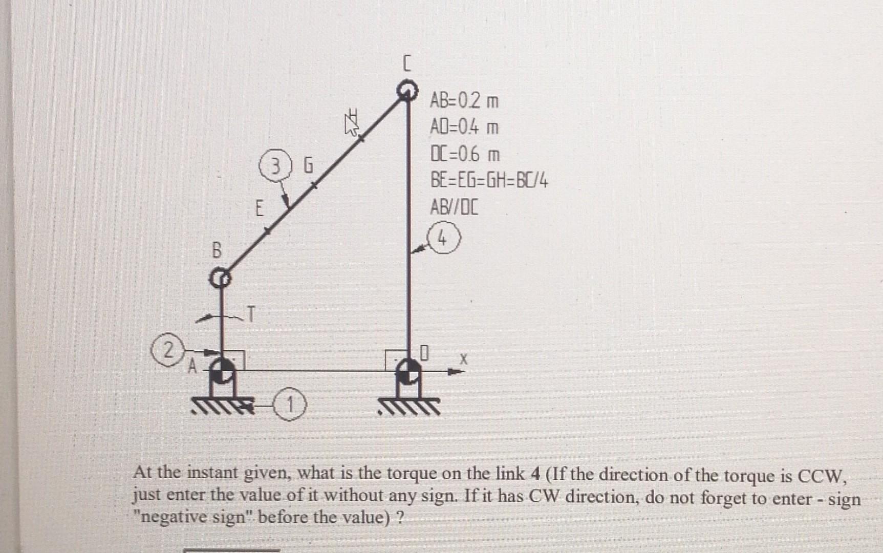 Solved At the instant given, what is the torque on the link | Chegg.com
