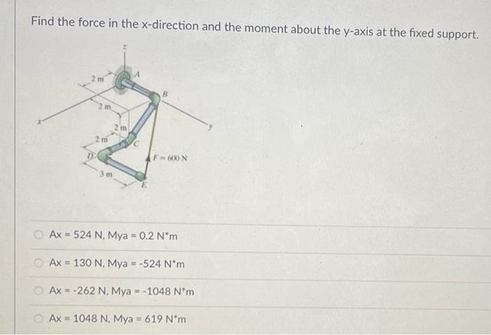 Solved Find the force in the x-direction and the moment | Chegg.com