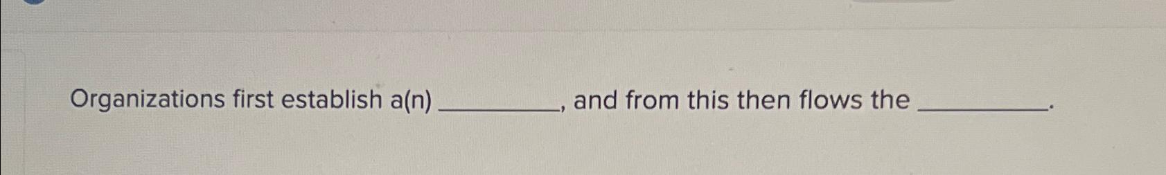Solved Organizations first establish a(n) ﻿and from this | Chegg.com