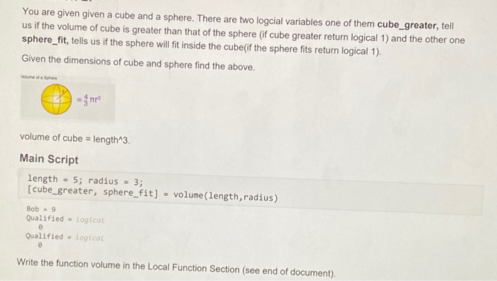 Solved You are given given a cube and a sphere. There are | Chegg.com