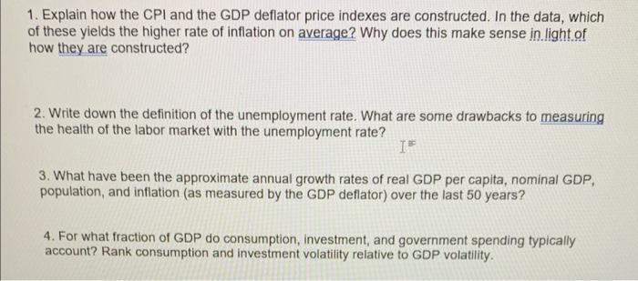 1. Explain how the CPI and the GDP deflator price | Chegg.com