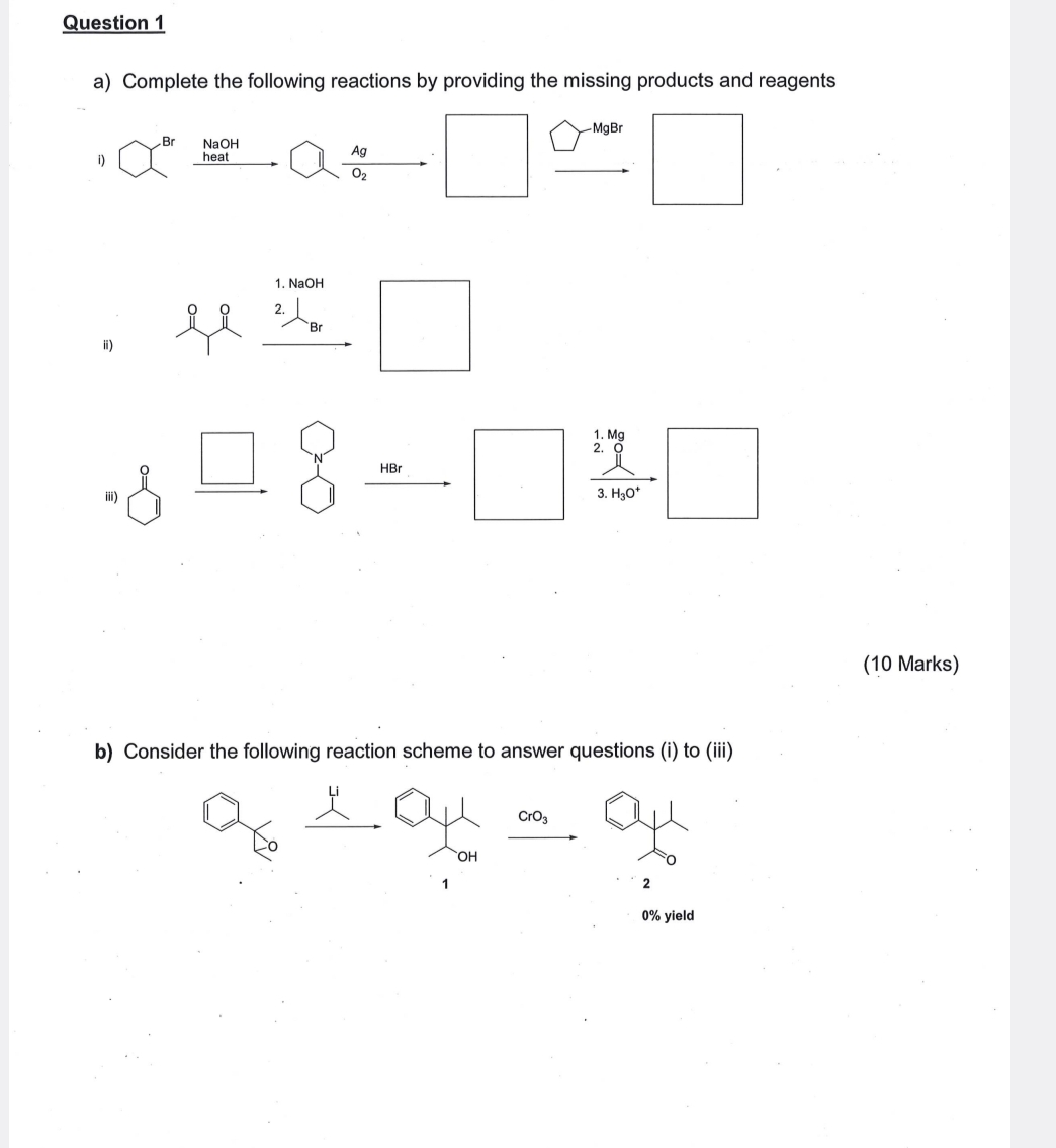 Solved Question 1a) ﻿Complete the following reactions by | Chegg.com