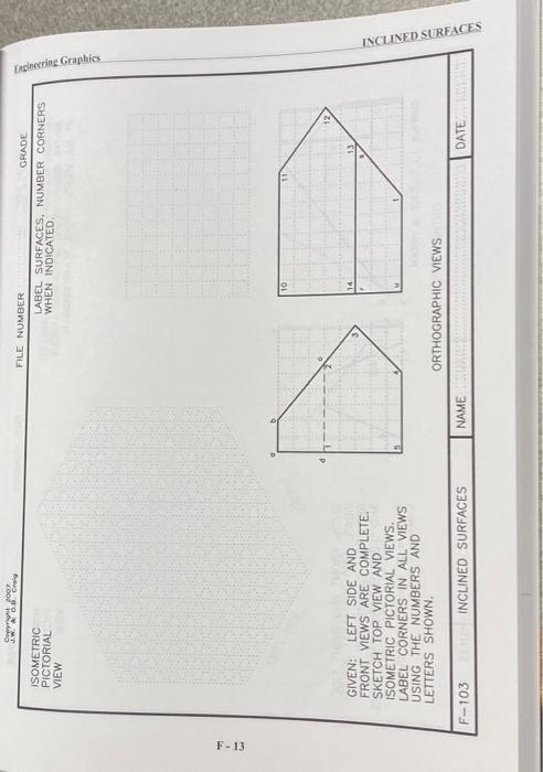 Solved F-103sketch Top View and isometric pictorial views. | Chegg.com